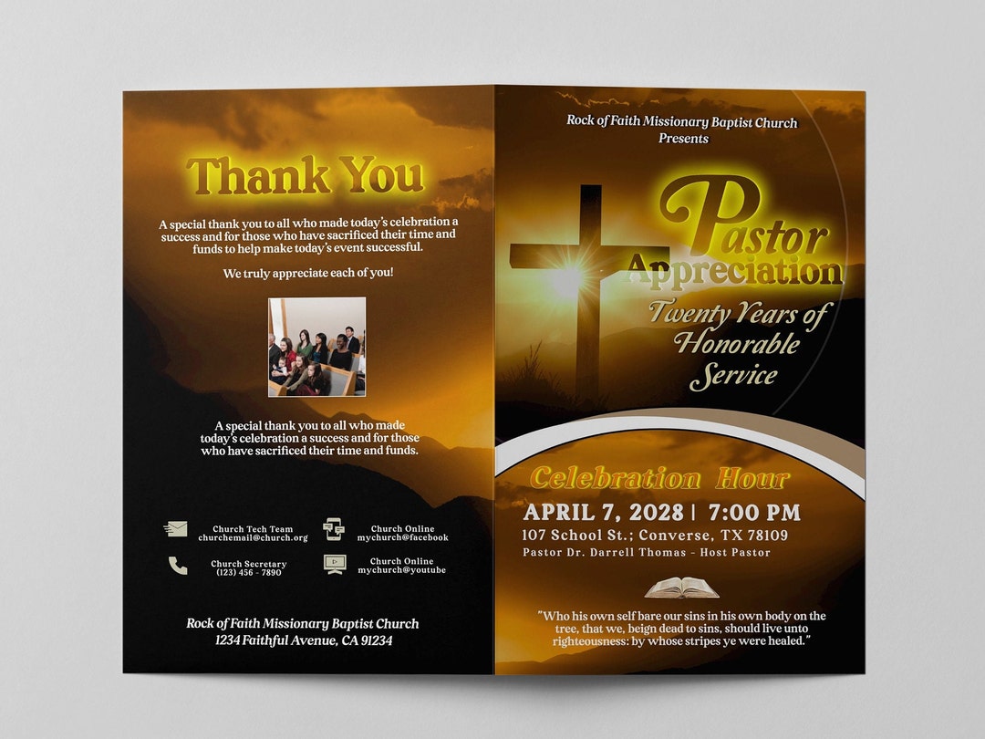CORJL Pastor Appreciation Program Template | Pastor and Church Service ...