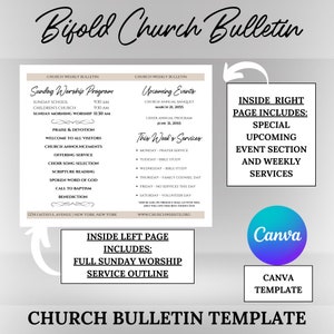 Church Bulletin Canva Template | Photo & Non-photo Designs (digital ...