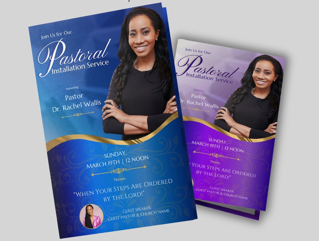 CANVA Pastoral Installation Service Brochure | Purple, Blue & Gold ...