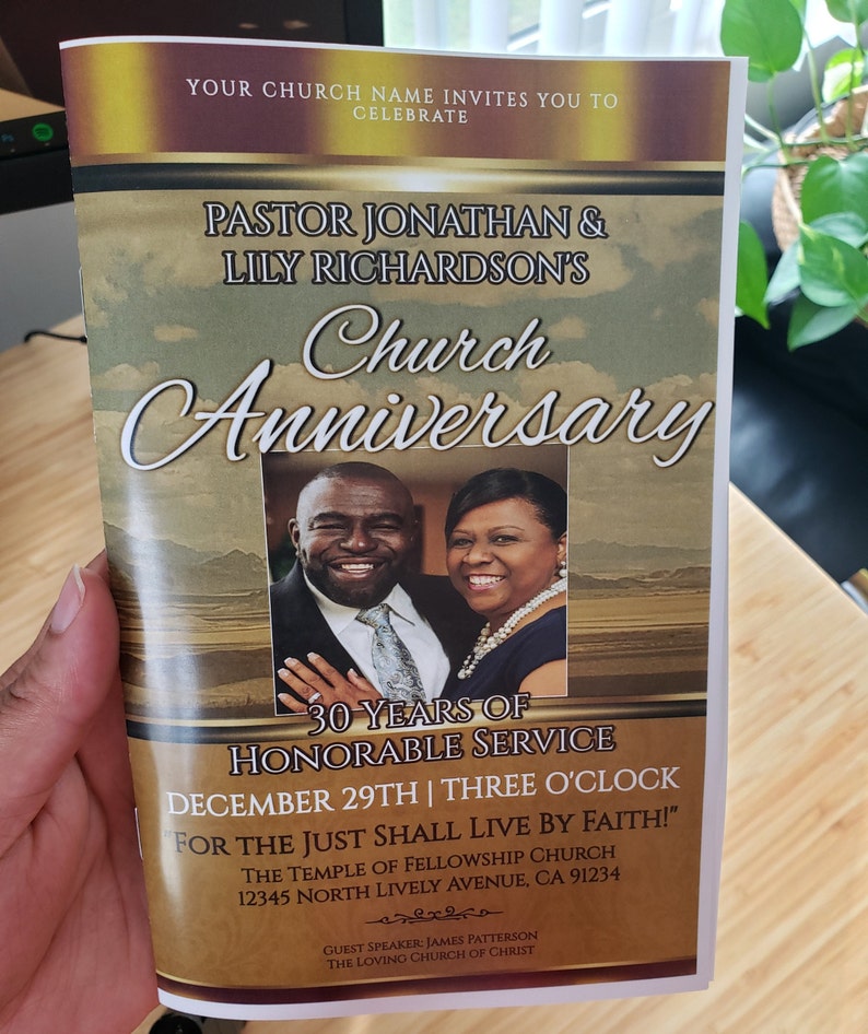 Pastor & Wife Church Anniversary Program Booklet Template - Etsy