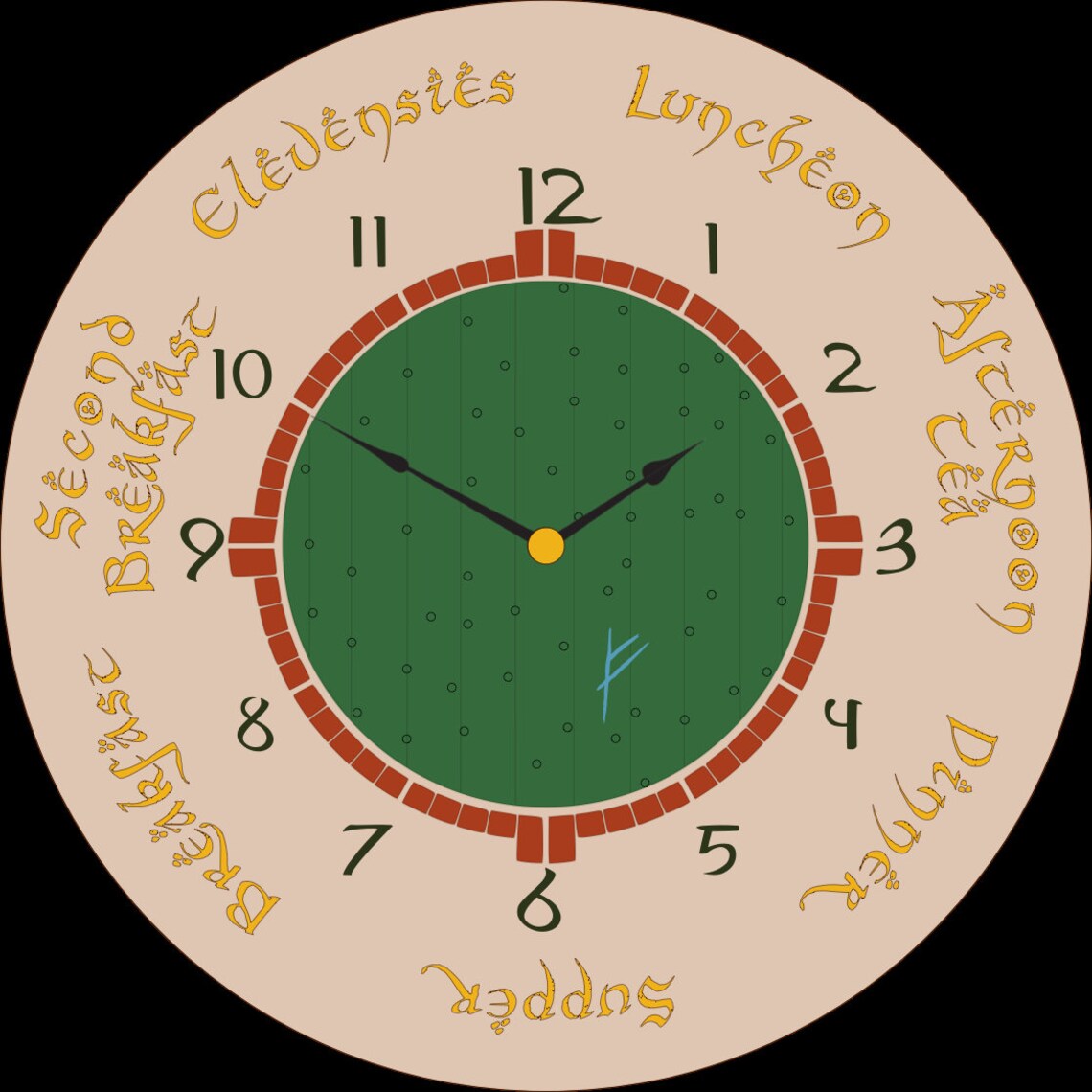 Hobbit Clock With Meal Times Laser Cut File (ai, Svg, Dxf, Lbrn2) - Etsy
