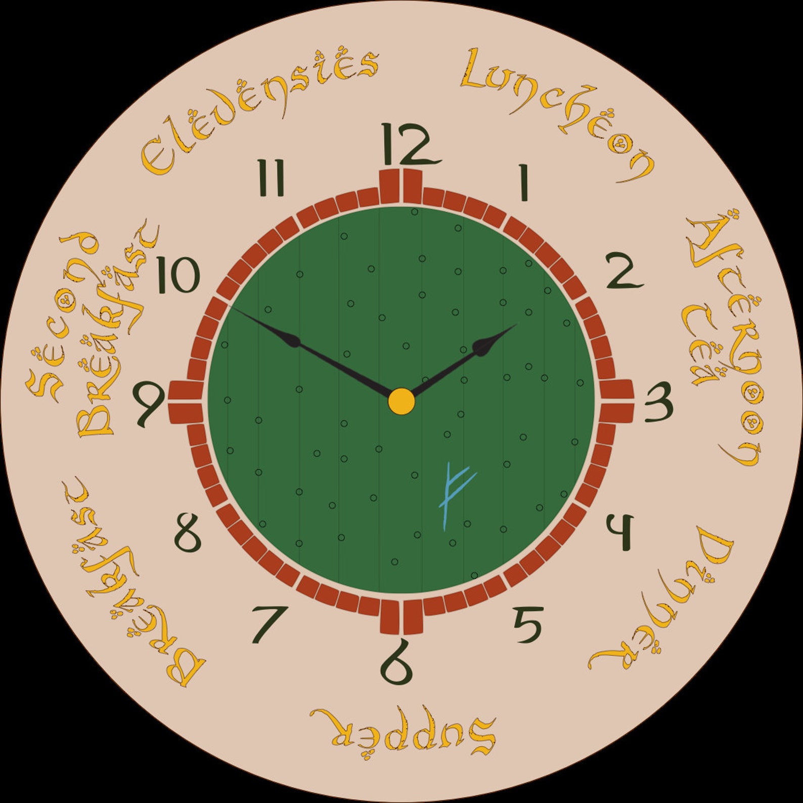 Hobbit Clock With Meal Times Laser Cut File (ai, Svg, Dxf, Lbrn2) - Etsy