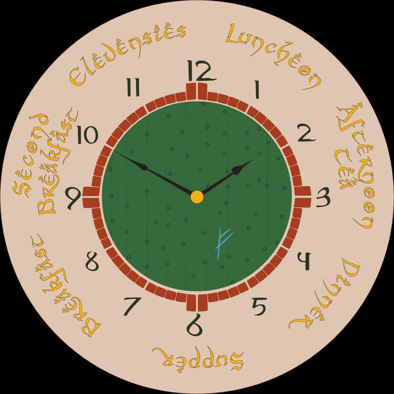 Hobbit Clock With Meal Times Laser Cut File (ai, Svg, Dxf, Lbrn2) - Etsy