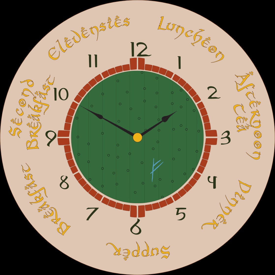 Hobbit Clock With Meal Times Laser Cut File (ai, Svg, Dxf, Lbrn2) - Etsy