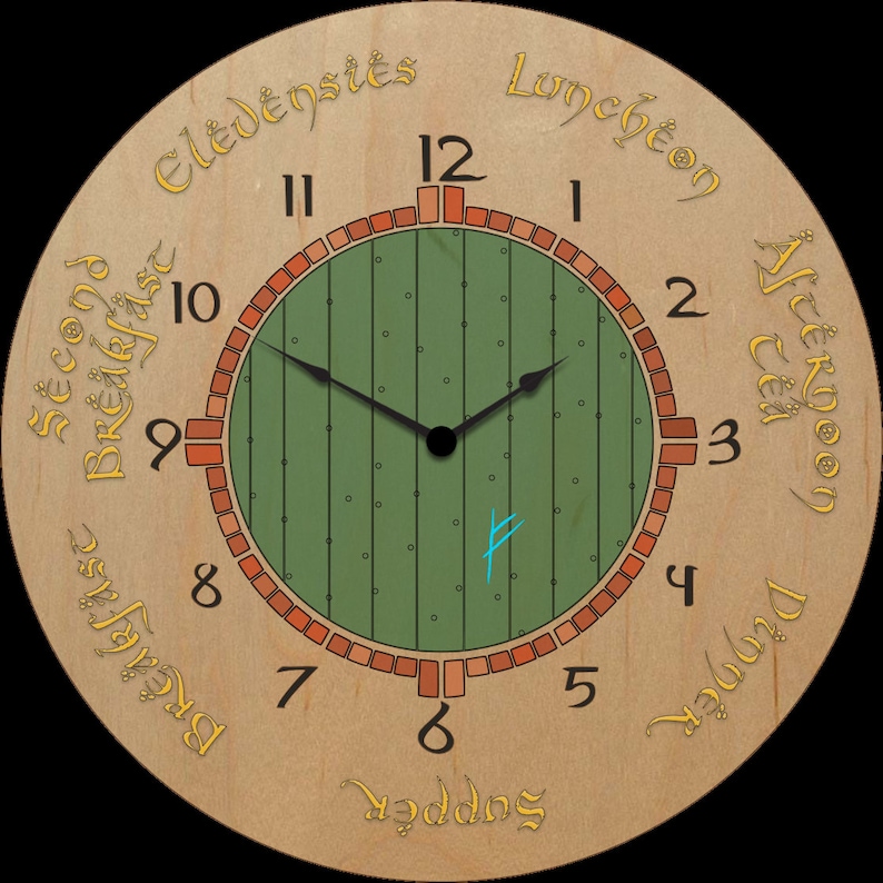 Hobbit Clock With Meal Times Laser Cut File (ai, Svg, Dxf, Lbrn2) - Etsy