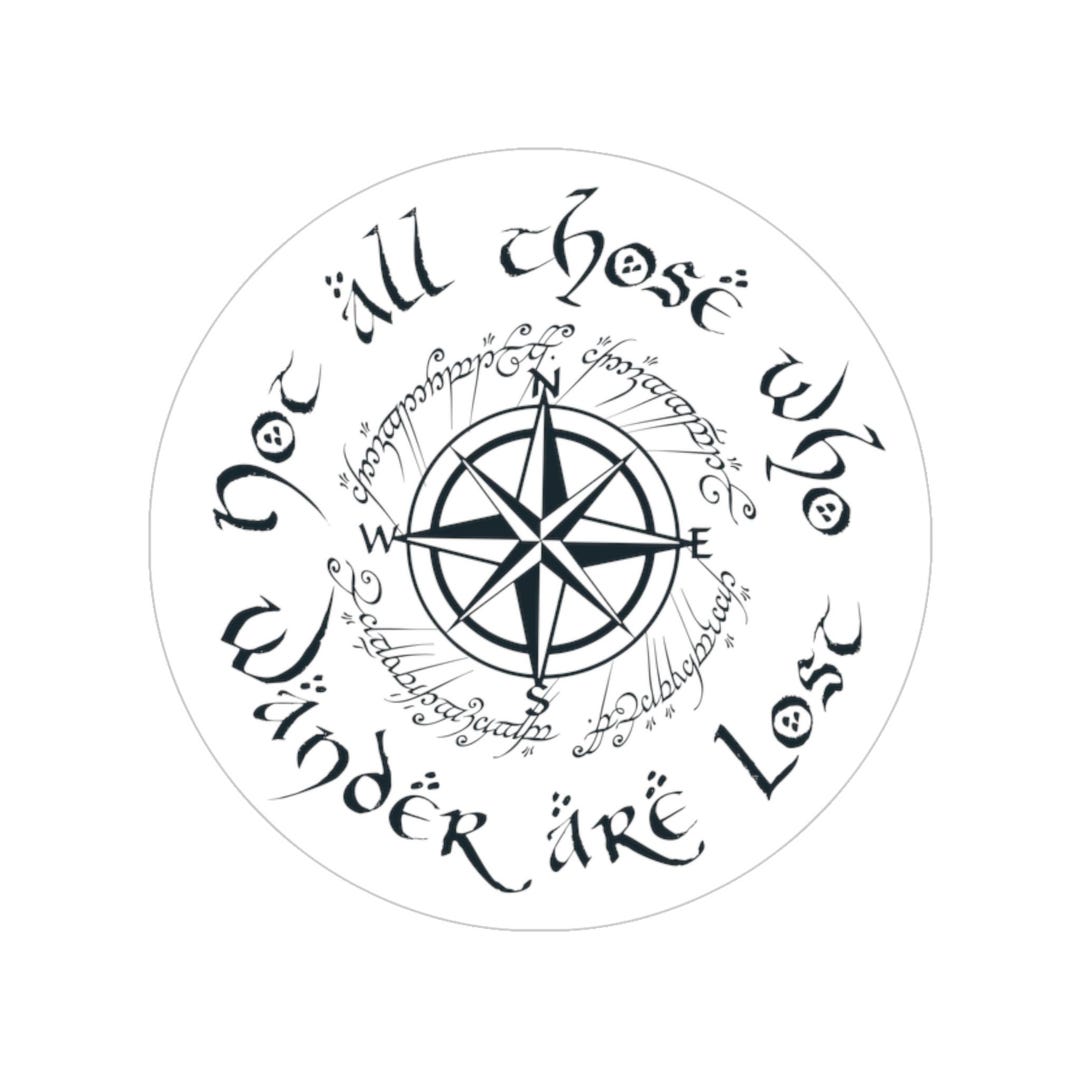 Compass Rose Sticker: Elvish Inscription, Wanderlust Vinyl Decal (2x2 ...