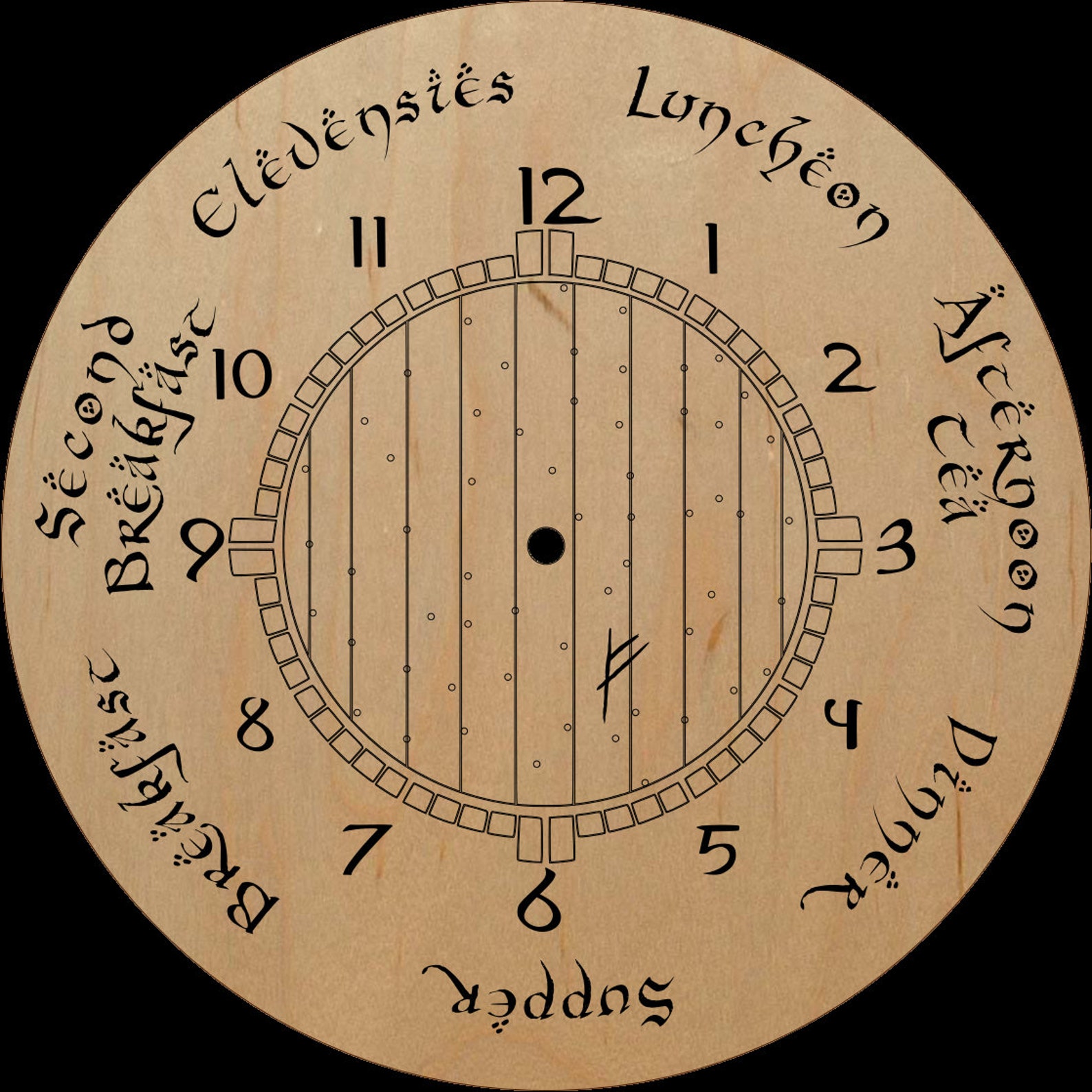 Hobbit Clock With Meal Times Laser Cut File (ai, Svg, Dxf, Lbrn2) - Etsy