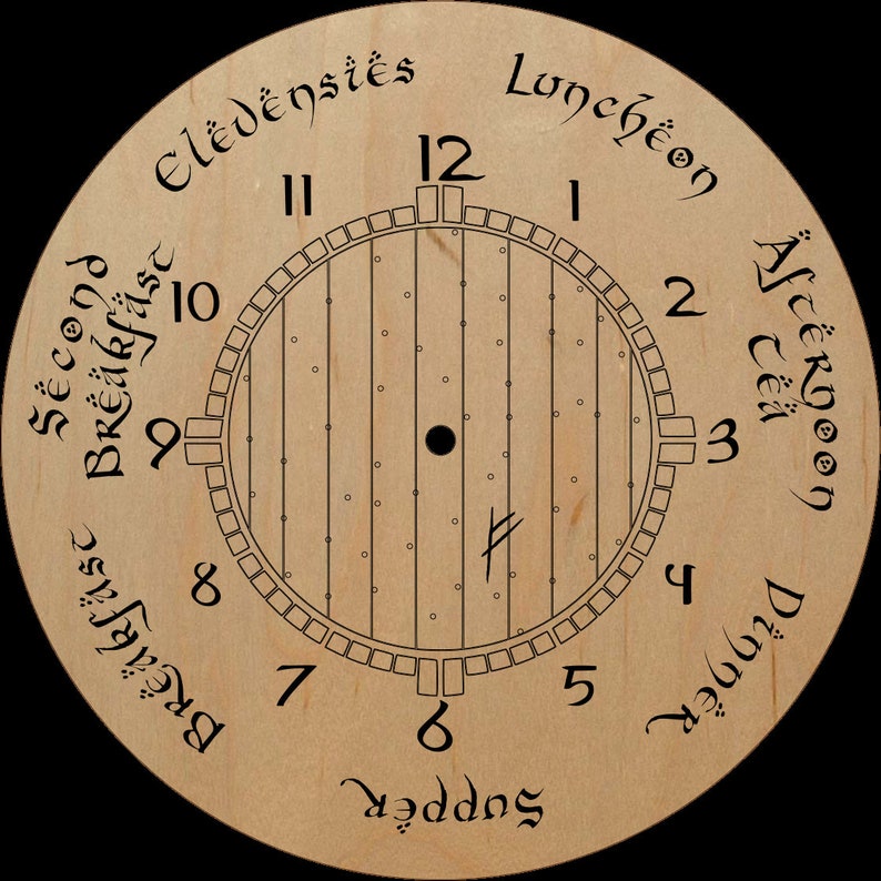 Hobbit Clock With Meal Times Laser Cut File (ai, Svg, Dxf, Lbrn2) - Etsy