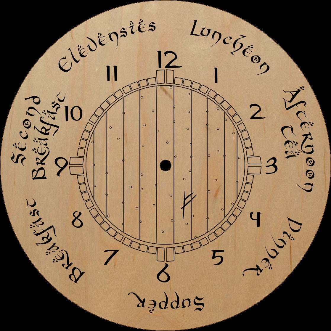 Hobbit Clock With Meal Times Laser Cut File (ai, Svg, Dxf, Lbrn2) - Etsy