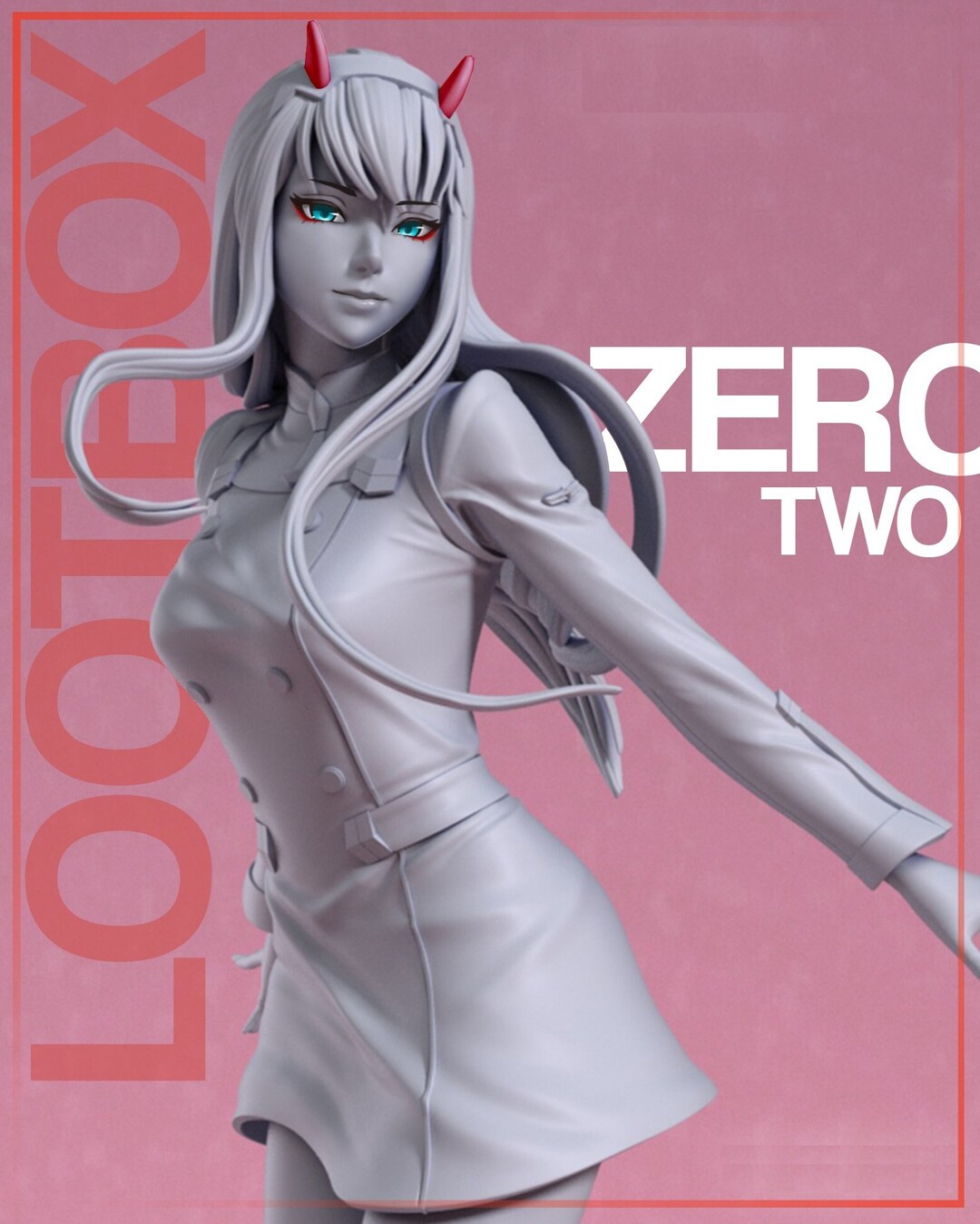 ZeroTwo Girl STL File 3D Printing Digital STL File Eva Anime Girl 0144 ...