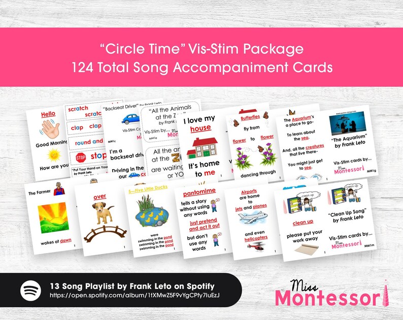 Vis-stim Whole Package: "circle Time" Song Cards (124) - Etsy