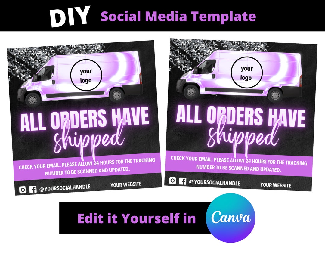 Lila Alle Bestellungen sind versandt, Bestellungen versandt Flyer, DIY ...