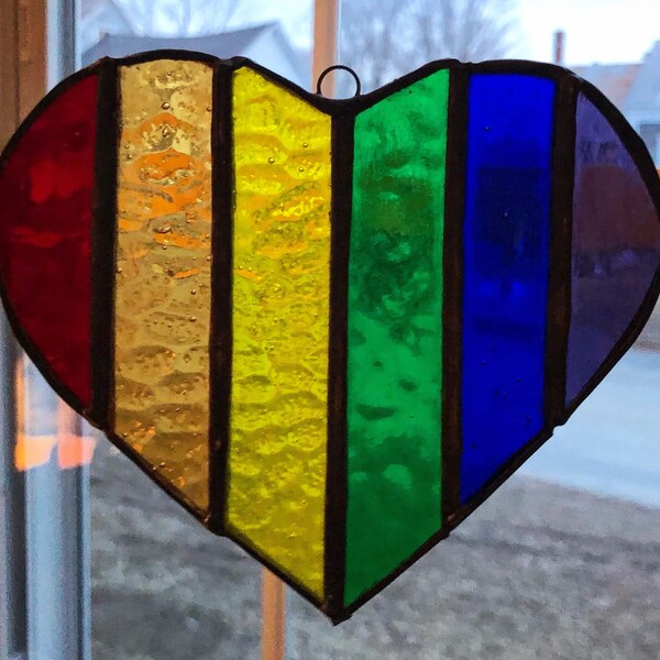 Stained Glass Rainbow Heart - Etsy