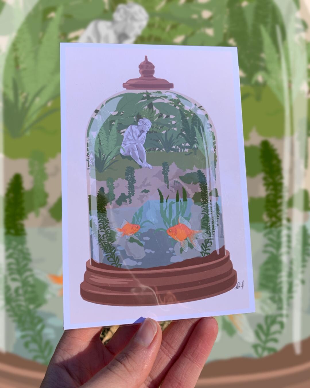 Athena - Original Digital Illustration, Whimsical Terrarium Artwork ...