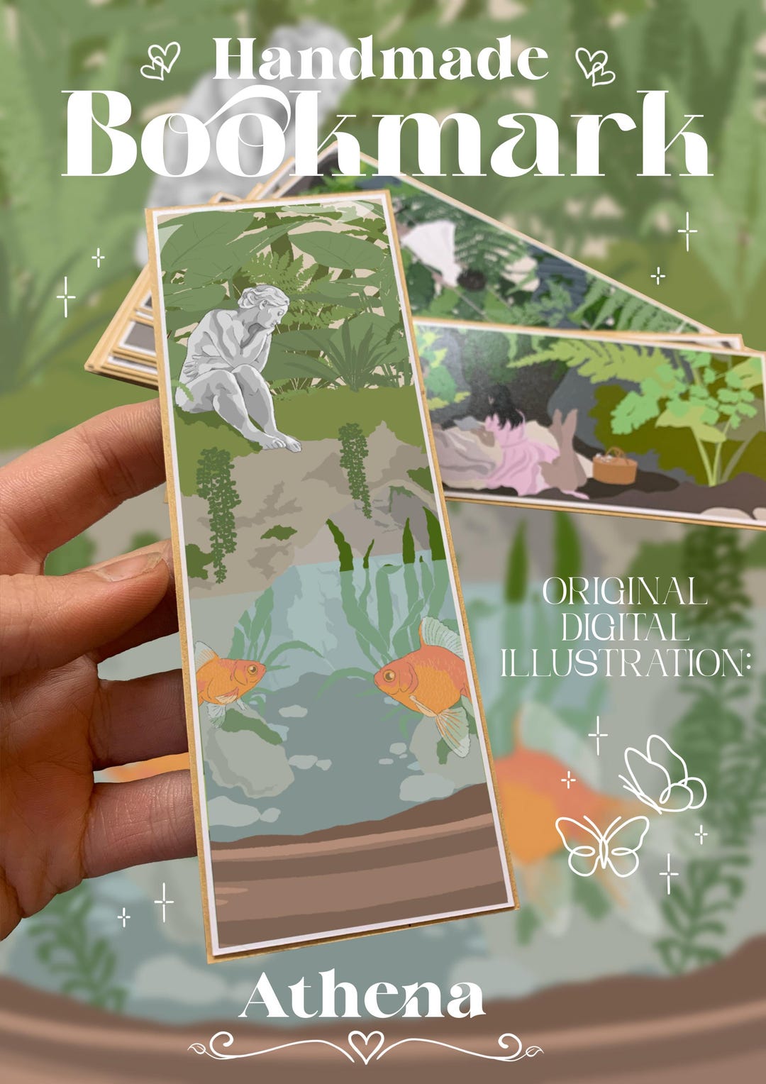 Handmade Bookmark - Athena: Original Digital Illustration - Etsy