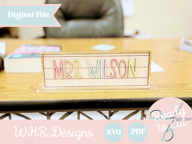 Teacher Desk Nameplate SVG Glowforge Laser Cut File (digital Download ...