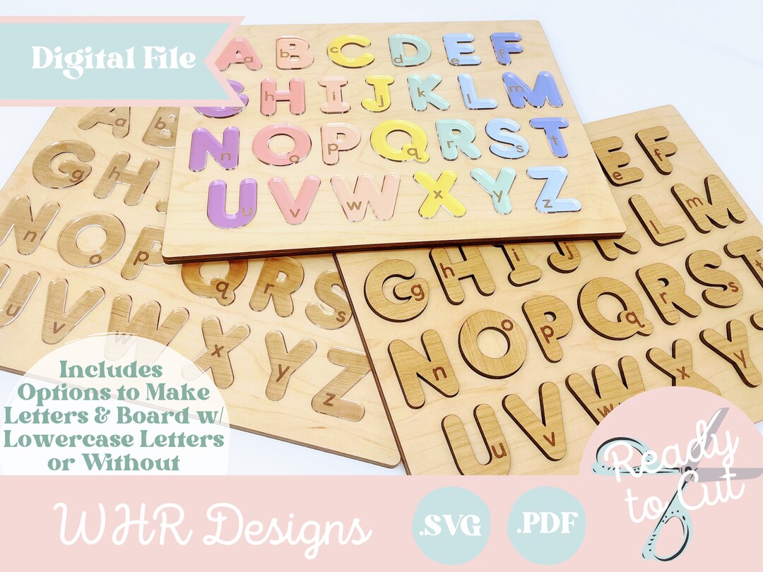 SVG, Alphabet Puzzle Digital Download, Montessori Puzzle Digital Cut ...