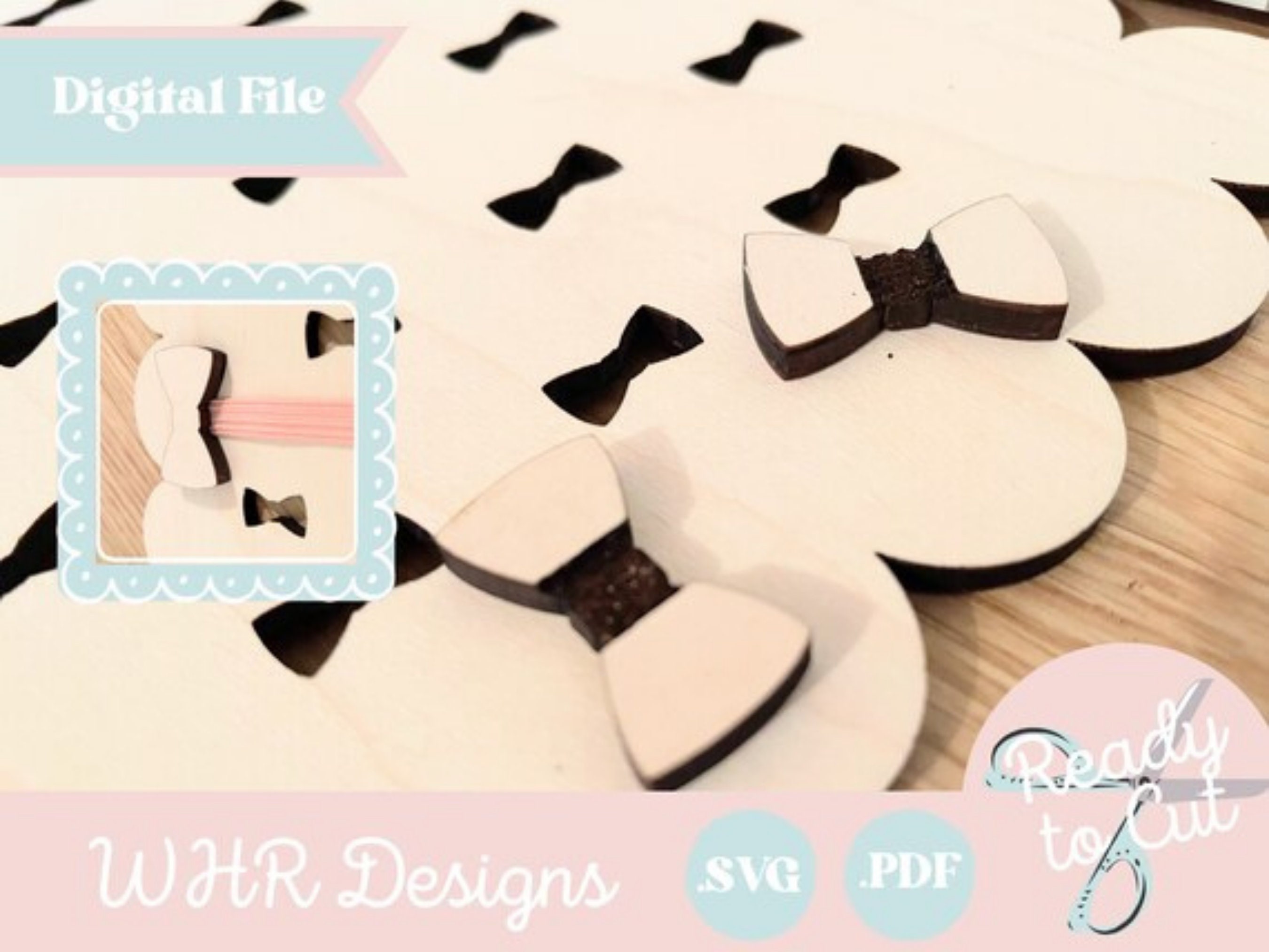 SVG Circle Bow Holder Design Laser Cut File Glowforge | Etsy