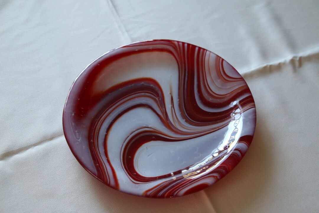 Fused Glass Peppermint Swirl Platter, Glass Christmas Platter, Glass ...