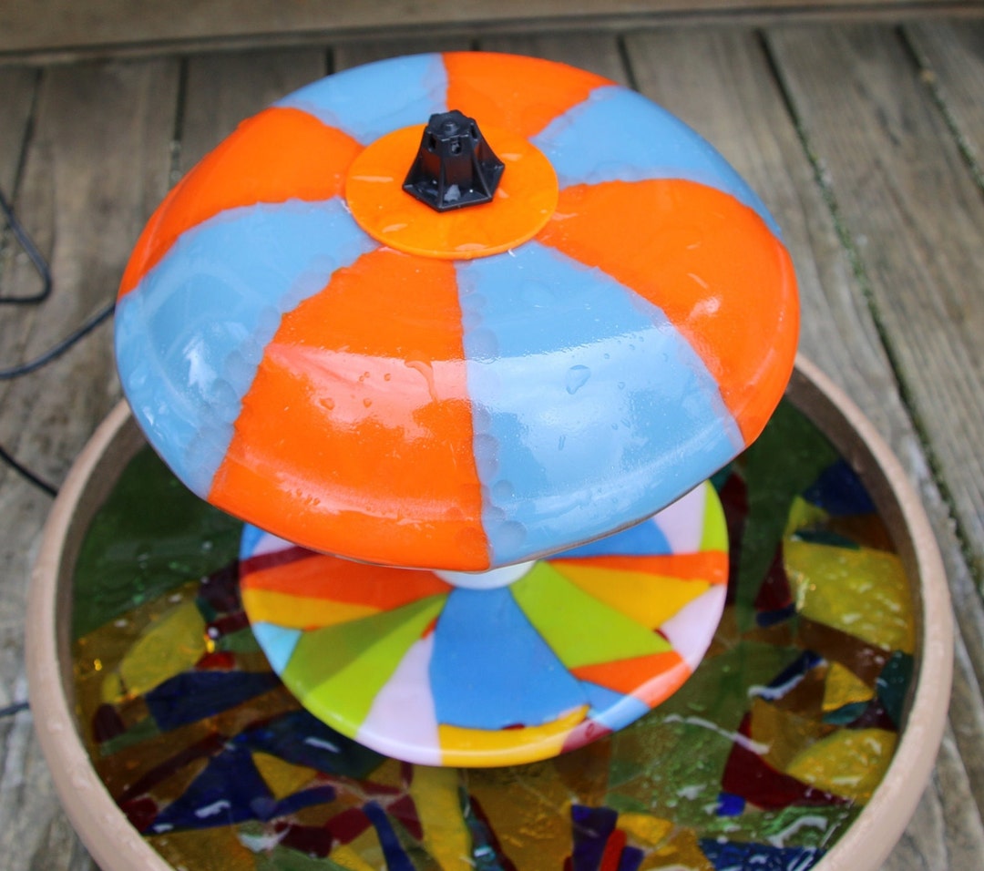 Fused Glass Carousel Fountain, Merry Go Round, Horses, Yard Art, Garden ...