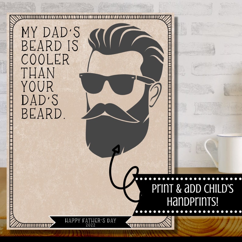 Fathers Day Handprint Art, My Dads Beard, Child Handprint Gift ...