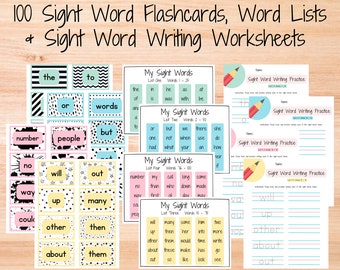 Kindergarten Sight Word Flashcards, High Frequency Words, Learning to ...