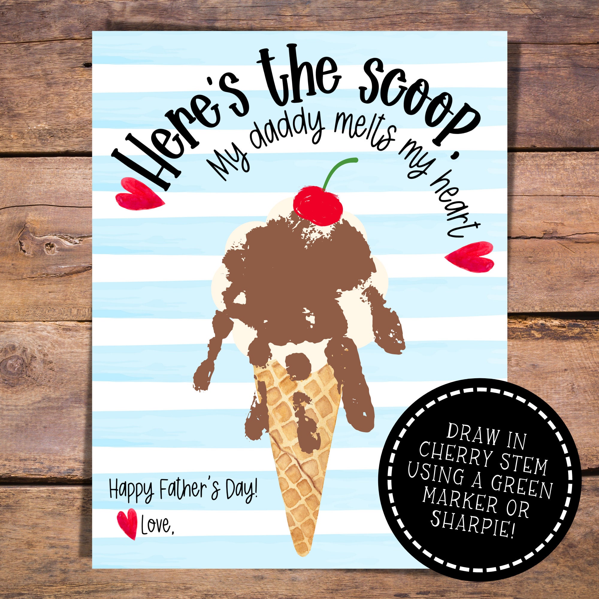 Fathers Day Handprint Art, Here's the Scoop My Daddy Melts My Heart ...