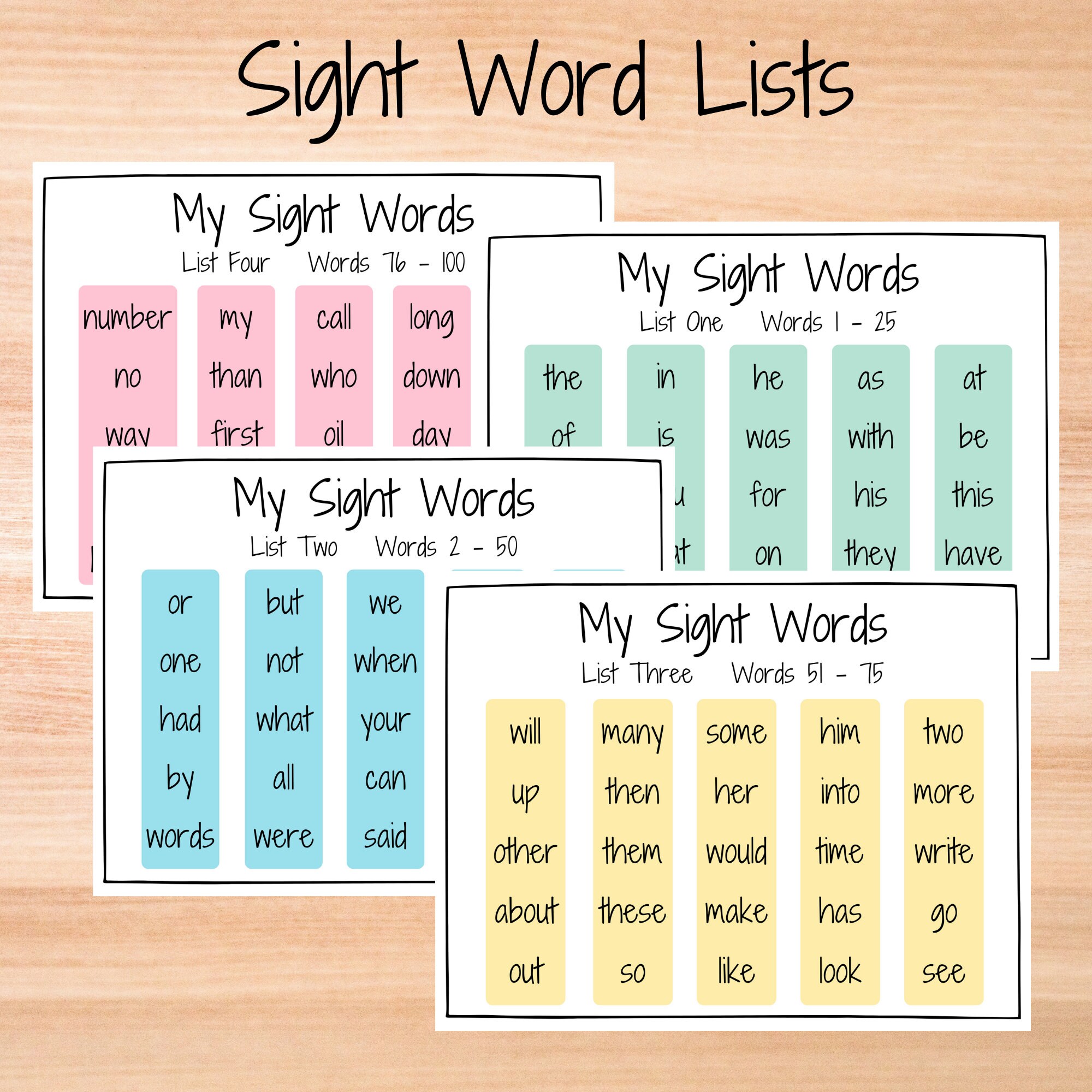 Kindergarten Sight Word Flashcards, High Frequency Words, Learning to ...