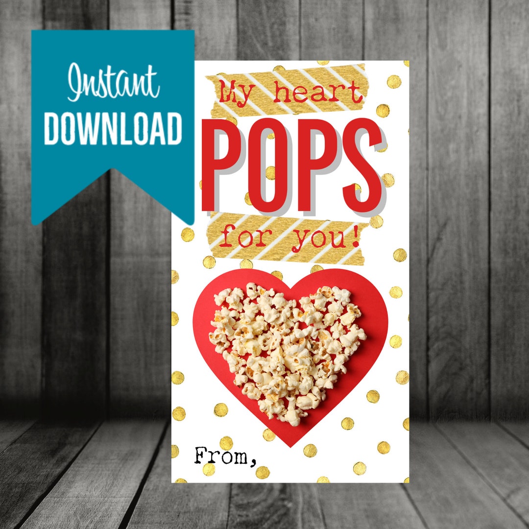 My Heart POPS for You Valentine, Instant PDF Download, Printable ...