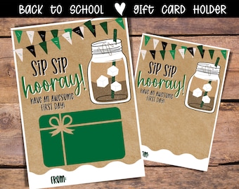 Editable Sip Sip Hooray Back to School Gift Card Holder, Meet the ...