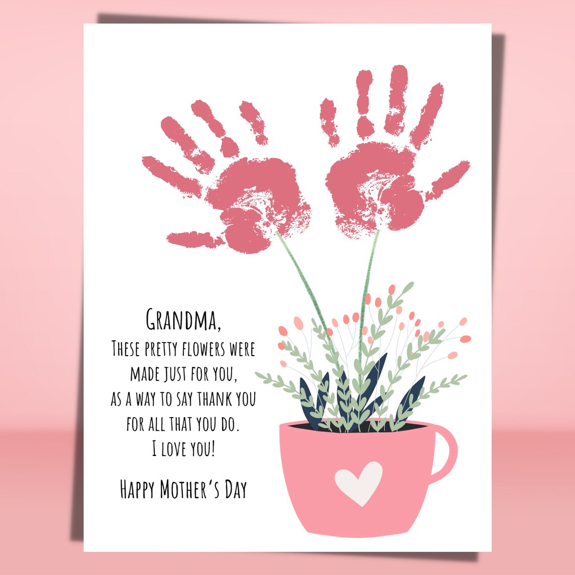 Grandma Mothers Day Handprint Flowers Mothers Day Handprint - Etsy