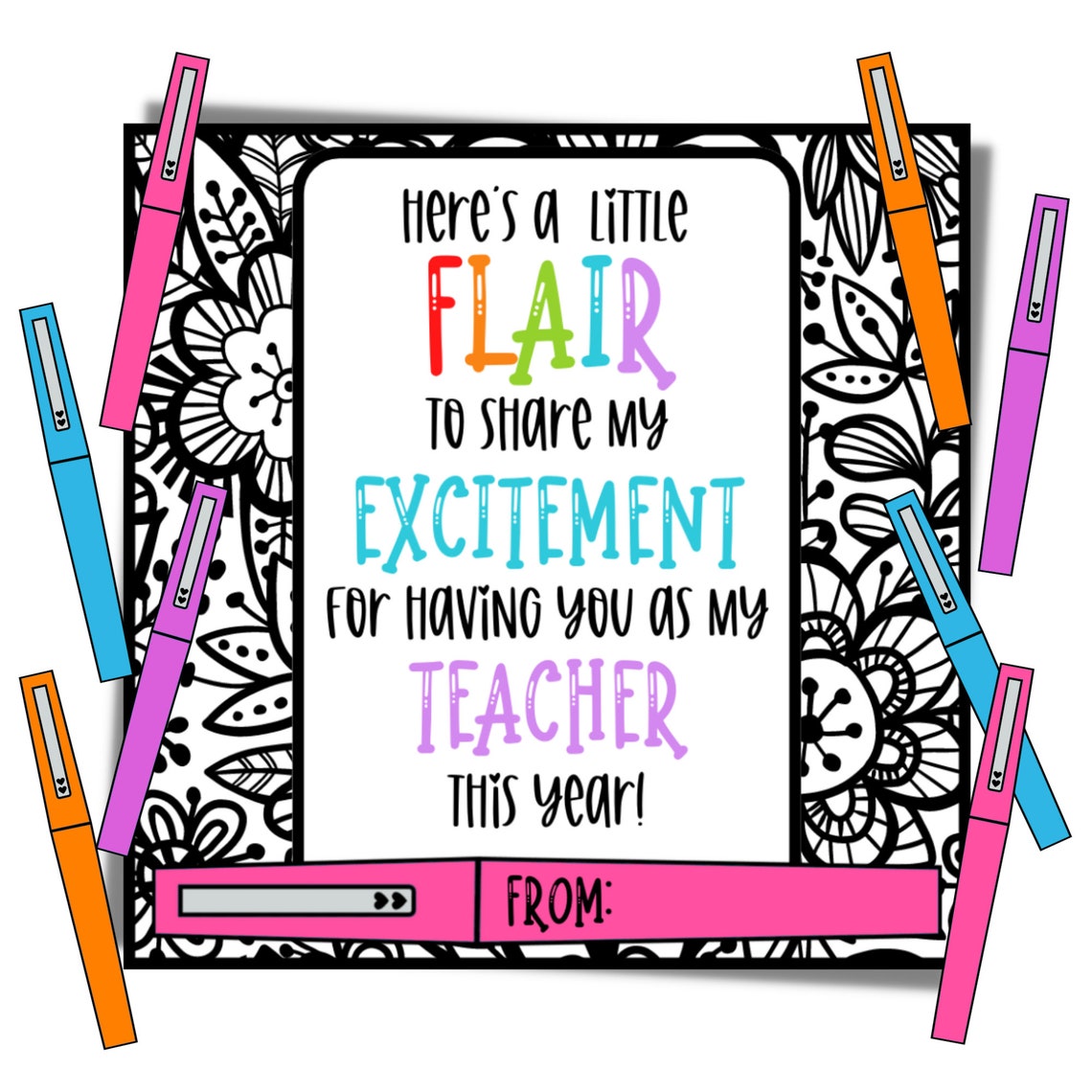 Flair Pen Gift Tag, Back to School Gift Tag, Teacher Gift, Back to ...