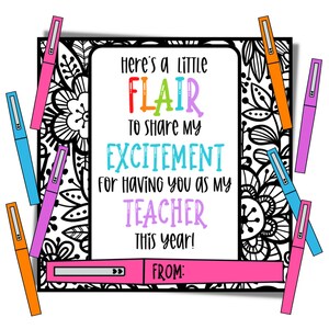 Flair Pen Gift Tag, Back to School Gift Tag, Teacher Gift, Back to ...