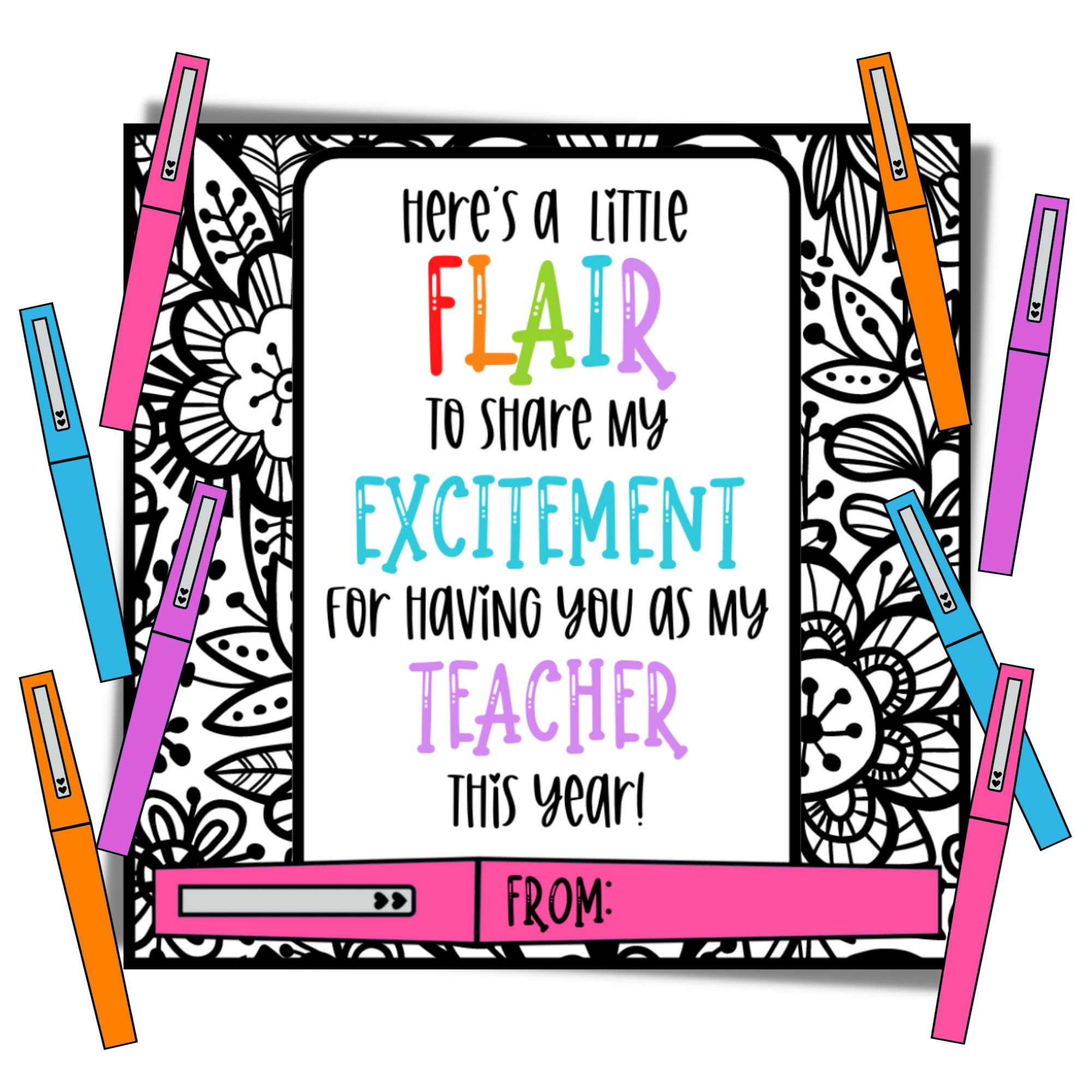 Flair Pen Gift Tag, Back to School Gift Tag, Teacher Gift, Back to ...