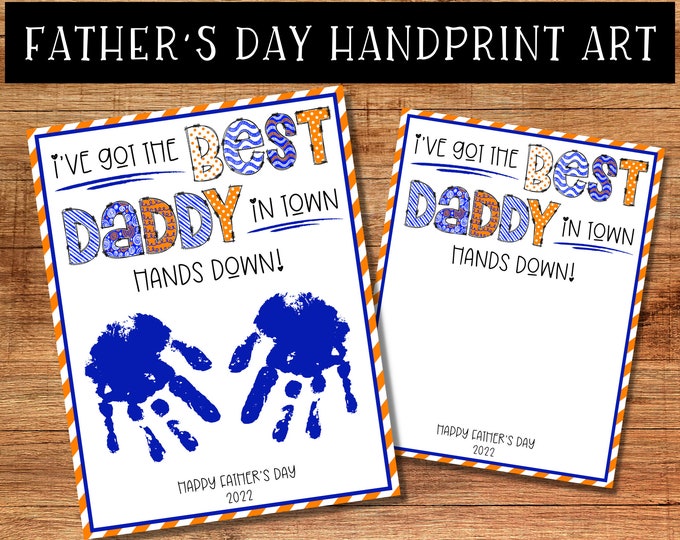 Father’s Day Handprint Craft Printable Hands Down Best Daddy Diy Kids ...