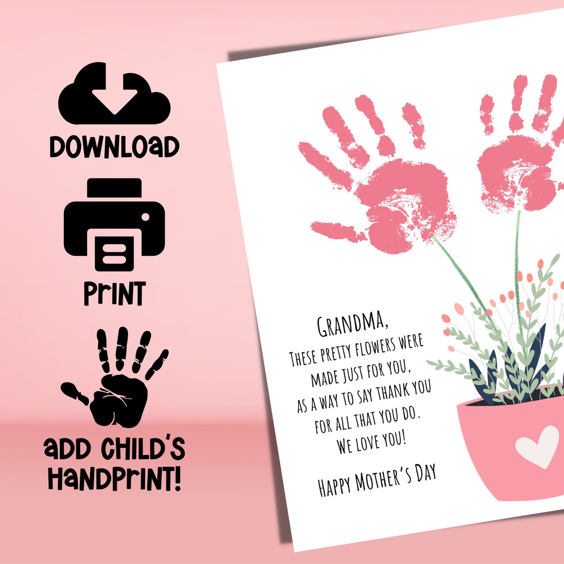 Grandma Mothers Day Handprint Flowers, Mothers Day Handprint Art ...