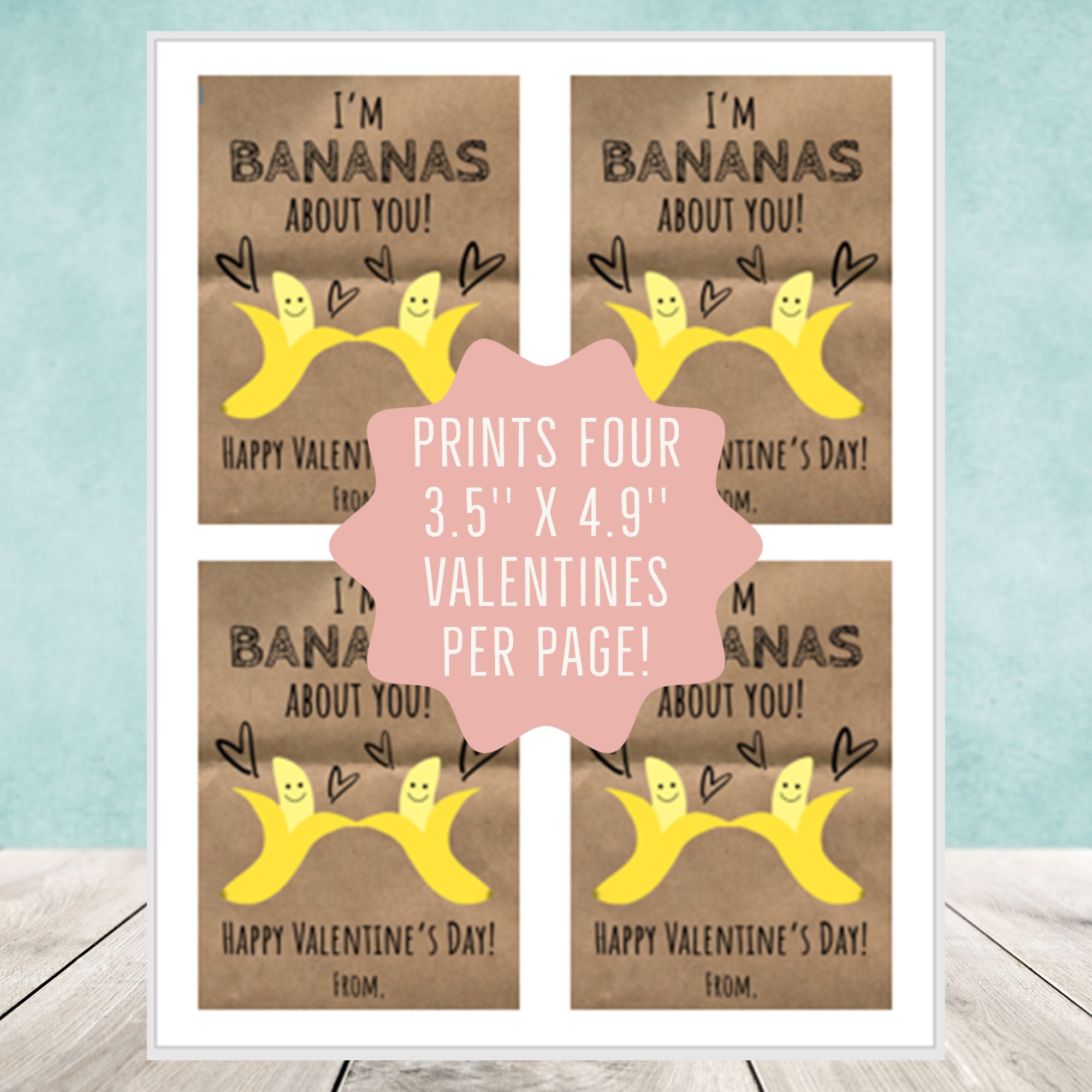 I'm Bananas Over You Valentine, Instant Download, Printable Download ...