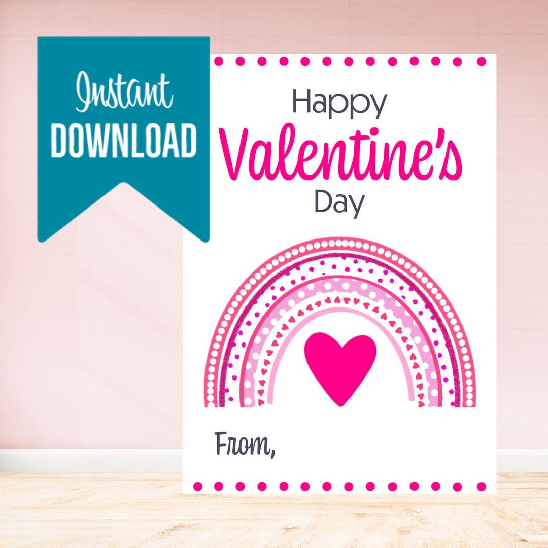 Rainbow Valentine Card, Digital Download, Instant Download, PDF File ...