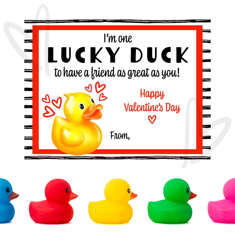 Lucky Duck Valentine, Printable Valentine's Day Card, Instant Download ...