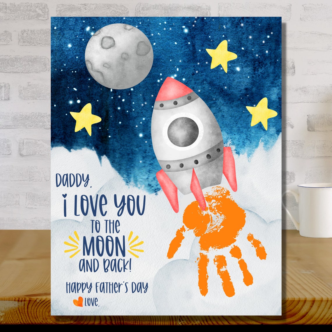 Fathers Day Handprint Art, I Love You to the Moon and Back, Handprint ...