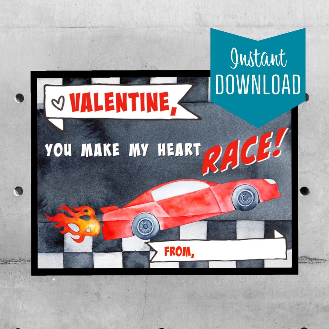 You Make My Heart Race Valentine, Racecar Valentine, Instant Download ...