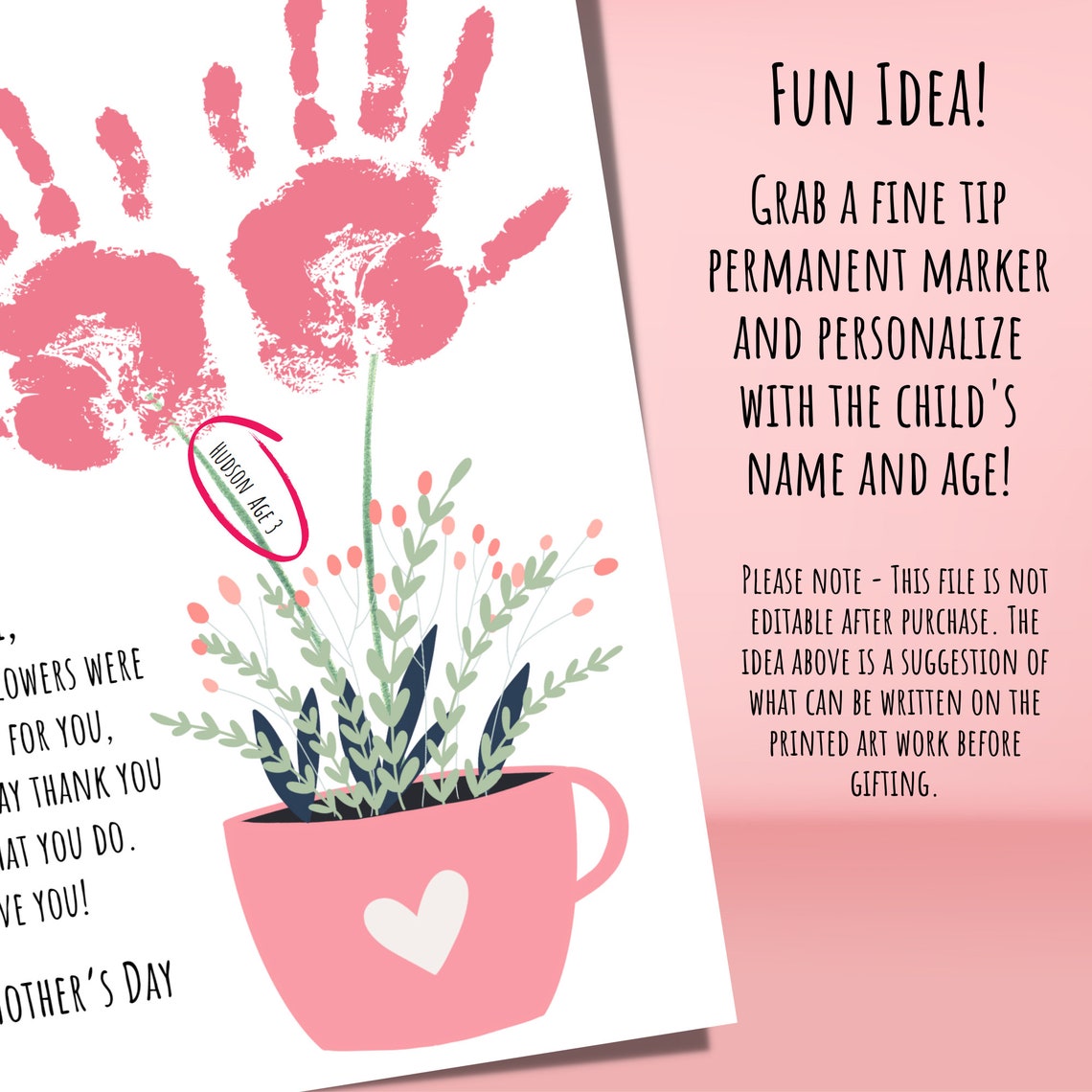 Mommy Mothers Day Handprint Flowers Mothers Day Handprint - Etsy