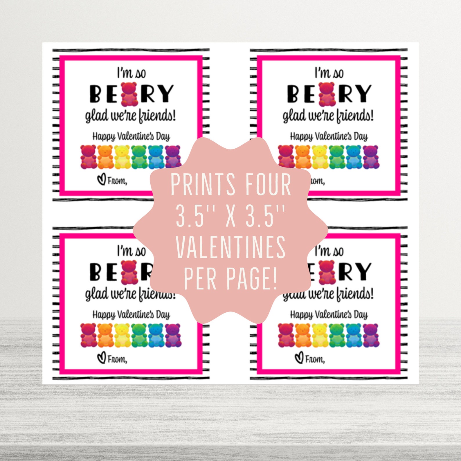 I'm Beary Glad We're Friends Valentine, Gummy Bear, Instant Download ...