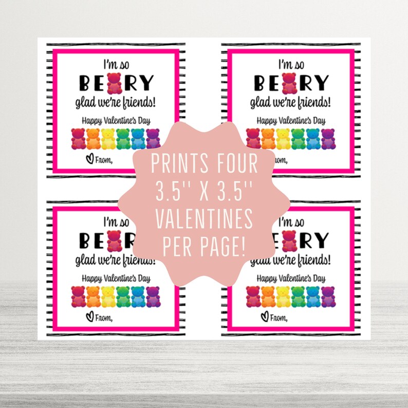 I'm Beary Glad We're Friends Valentine, Gummy Bear, Instant Download ...