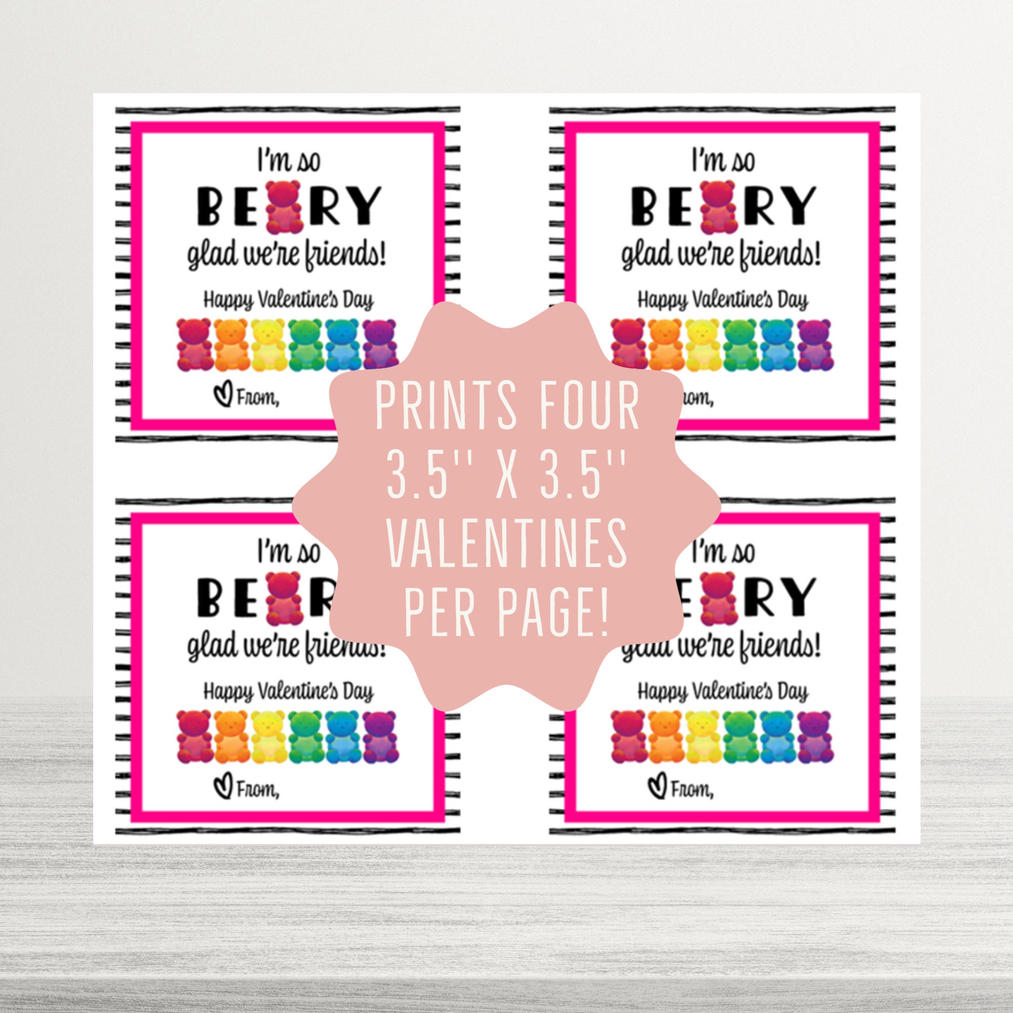 I'm Beary Glad We're Friends Valentine, Gummy Bear, Instant Download ...