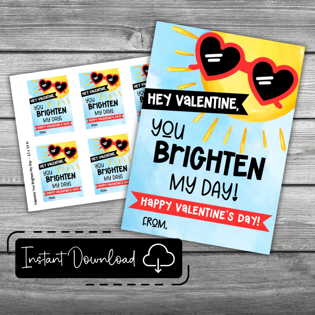 You Brighten My Day Printable Valentines Day Cards, Valentines With ...