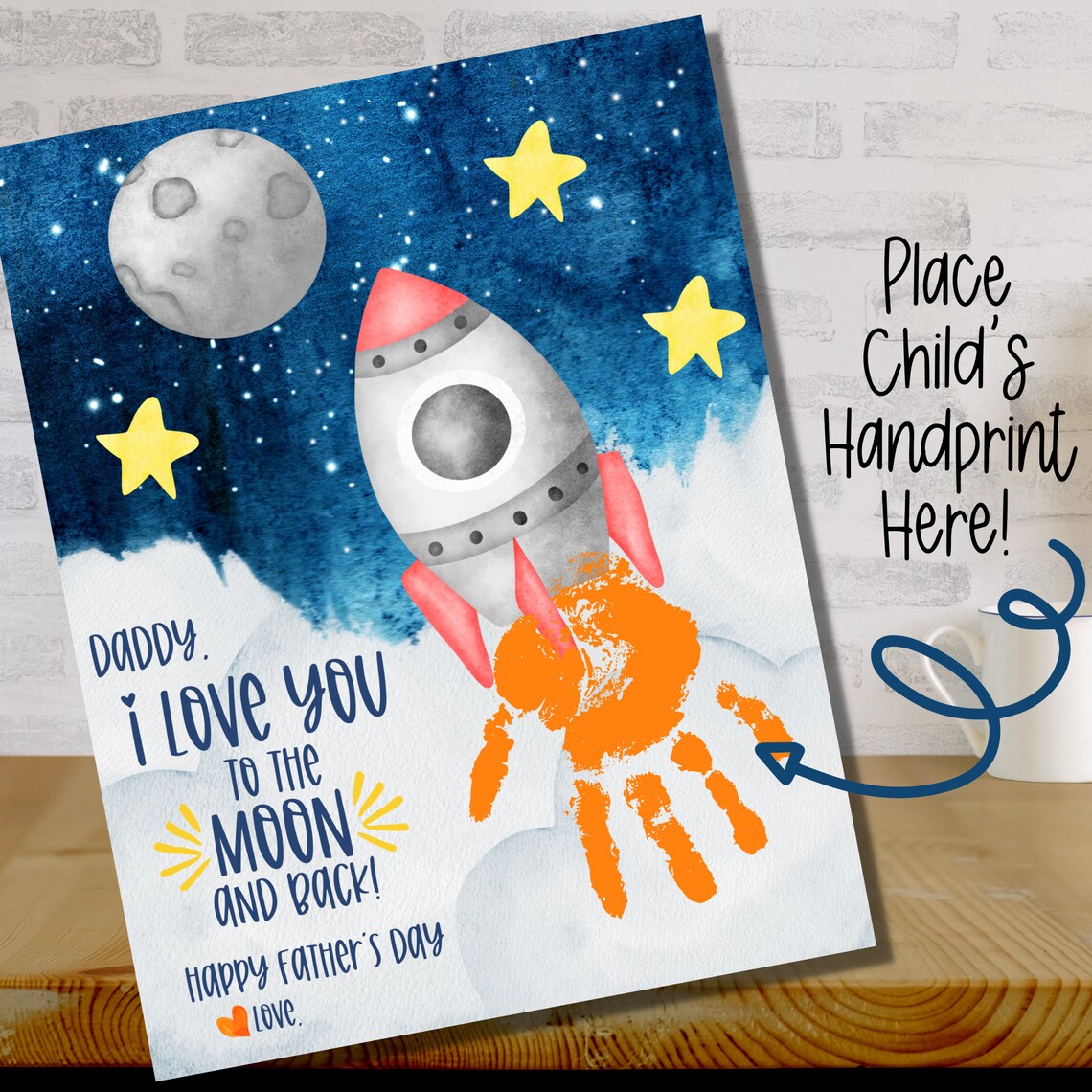 Fathers Day Handprint Art, I Love You to the Moon and Back, Handprint ...