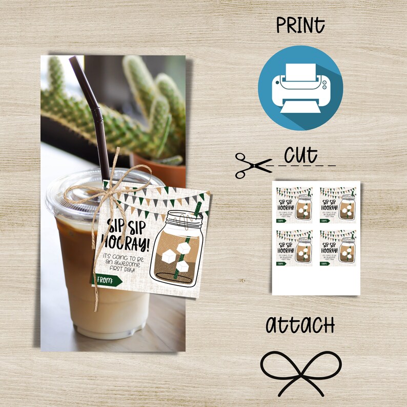 Sip Sip Hooray Gift Tag, Back to School Gift Tag, Teacher Gift, Back to ...