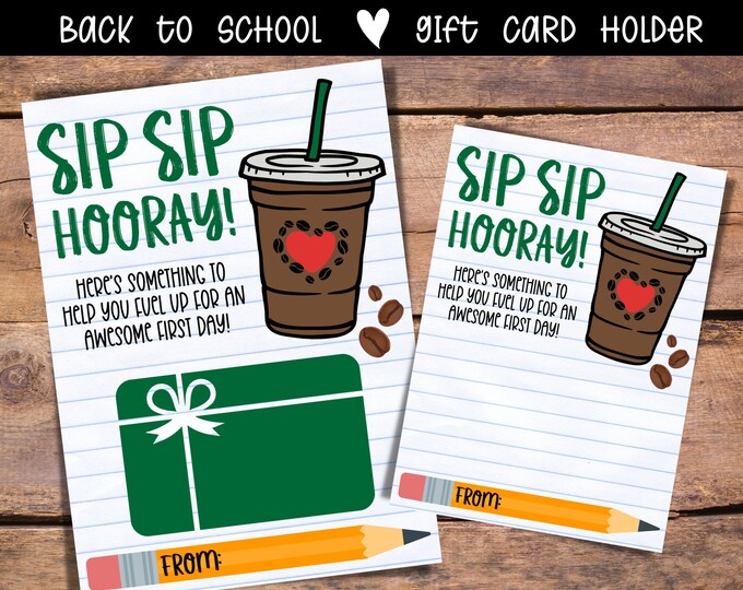 Sip Sip Hooray Back to School Gift Card Holder, Teacher Gift, Back to ...