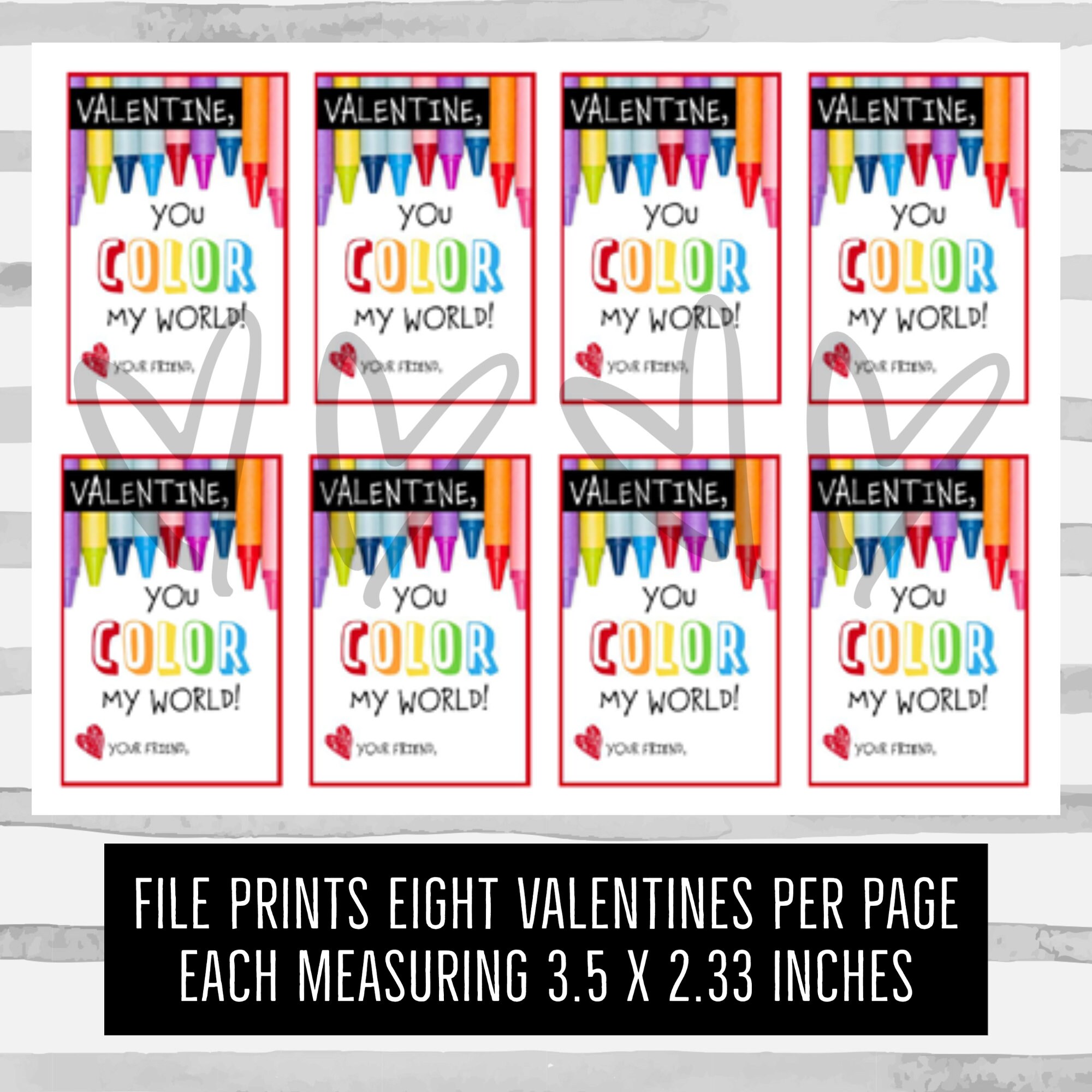 You Color My World Valentine, PDF Instant Download, Crayon Valentine ...